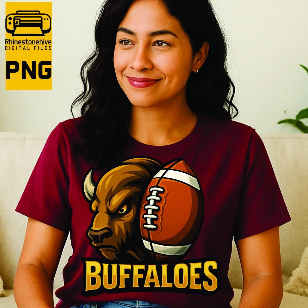 Buffaloes Mascot PNG – Half Buffalo, Half Football Logo for DTF, DTG ...