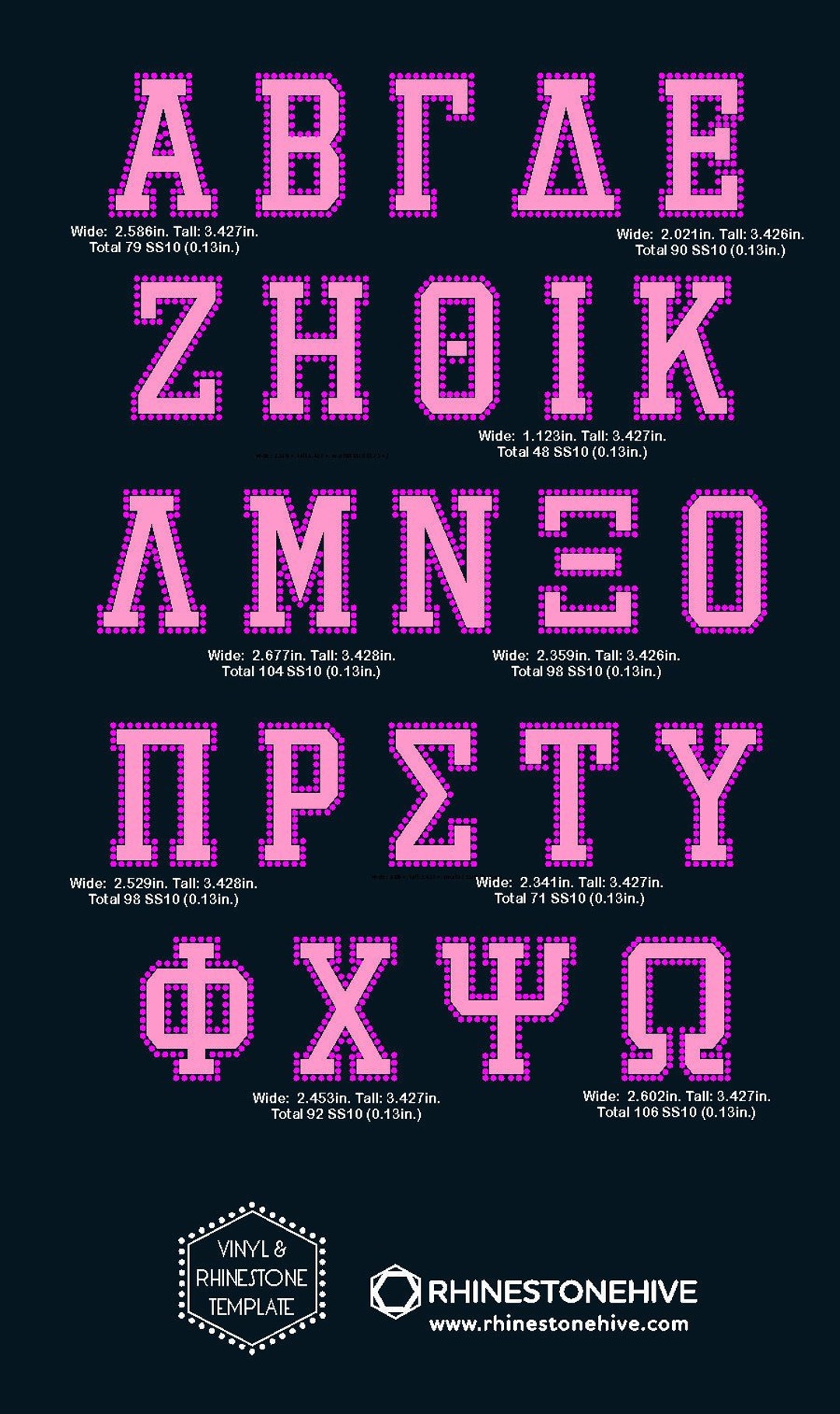 Greek Letters Vinyl and Rhinestone Templates Digital Download, Svg, Eps ...