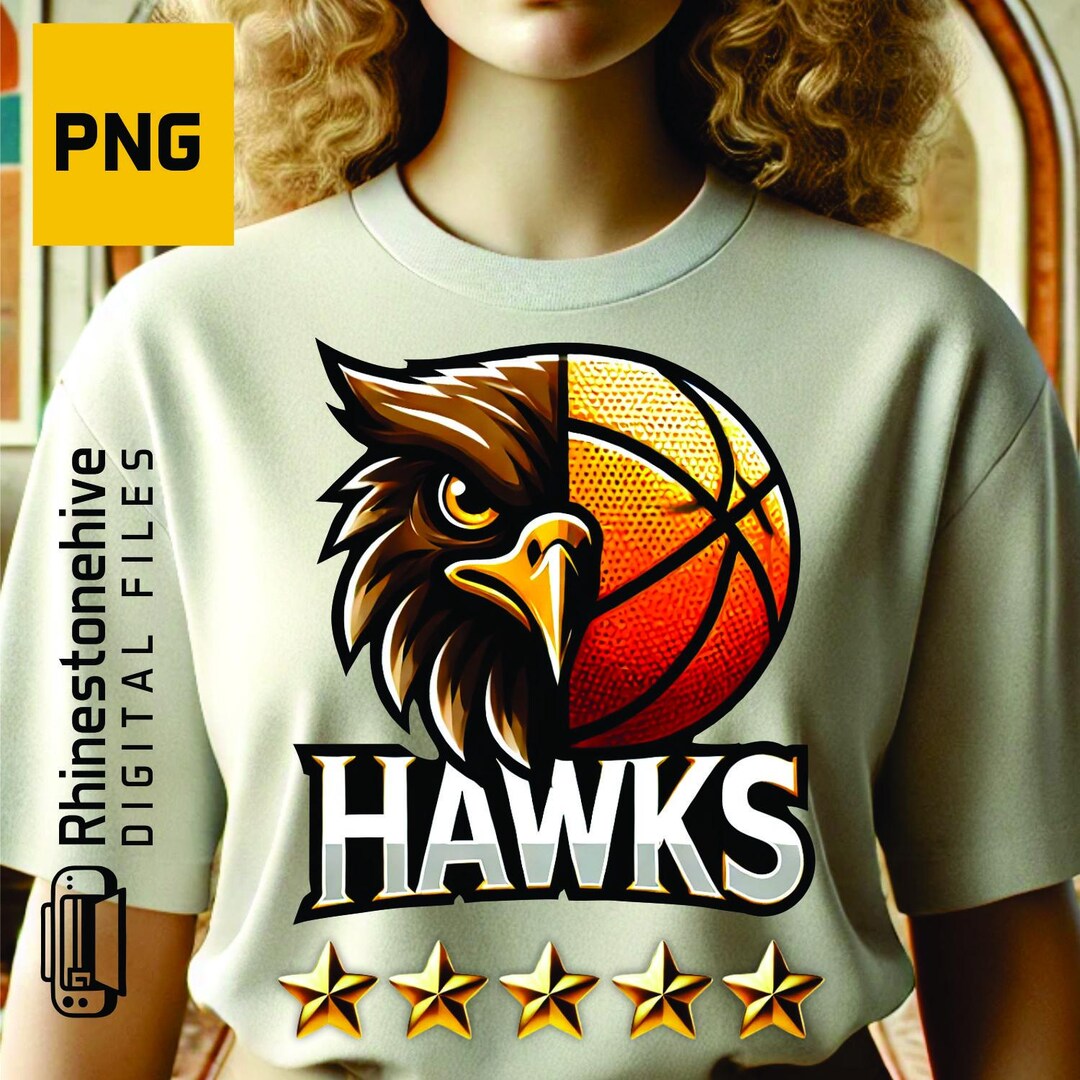 Hawks Mascot PNG – Half Hawk, Half Basketball Logo for DTF, DTG ...