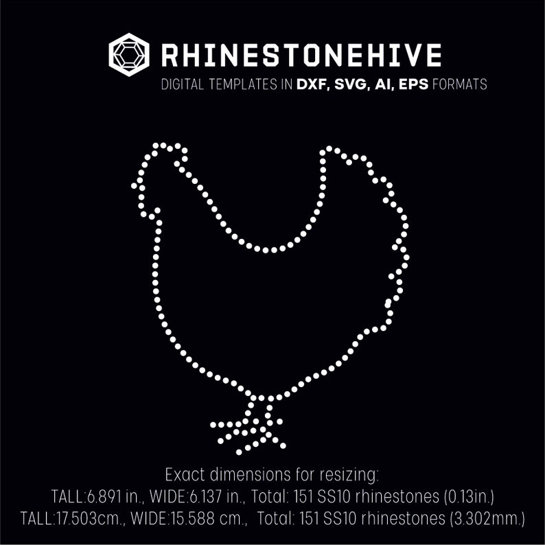 Hen Chicken Rhinestone Template Rhinestone Digital Download | Etsy
