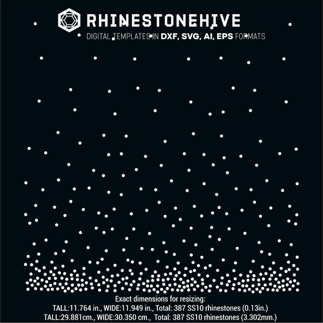 12in. Pattern Scattered, Gradient Rhinestone Template, Rhinestone ...