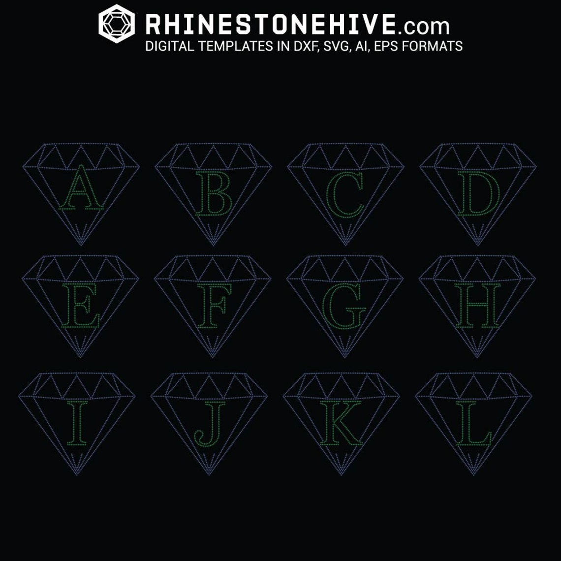 ALL Letters Diamond Alphabet Digital Download Svg Eps Png - Etsy