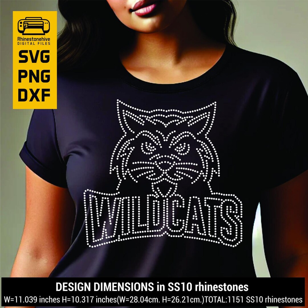 Wildcats Rhinestone Template SVG | SS10 School Mascot Bling Design ...