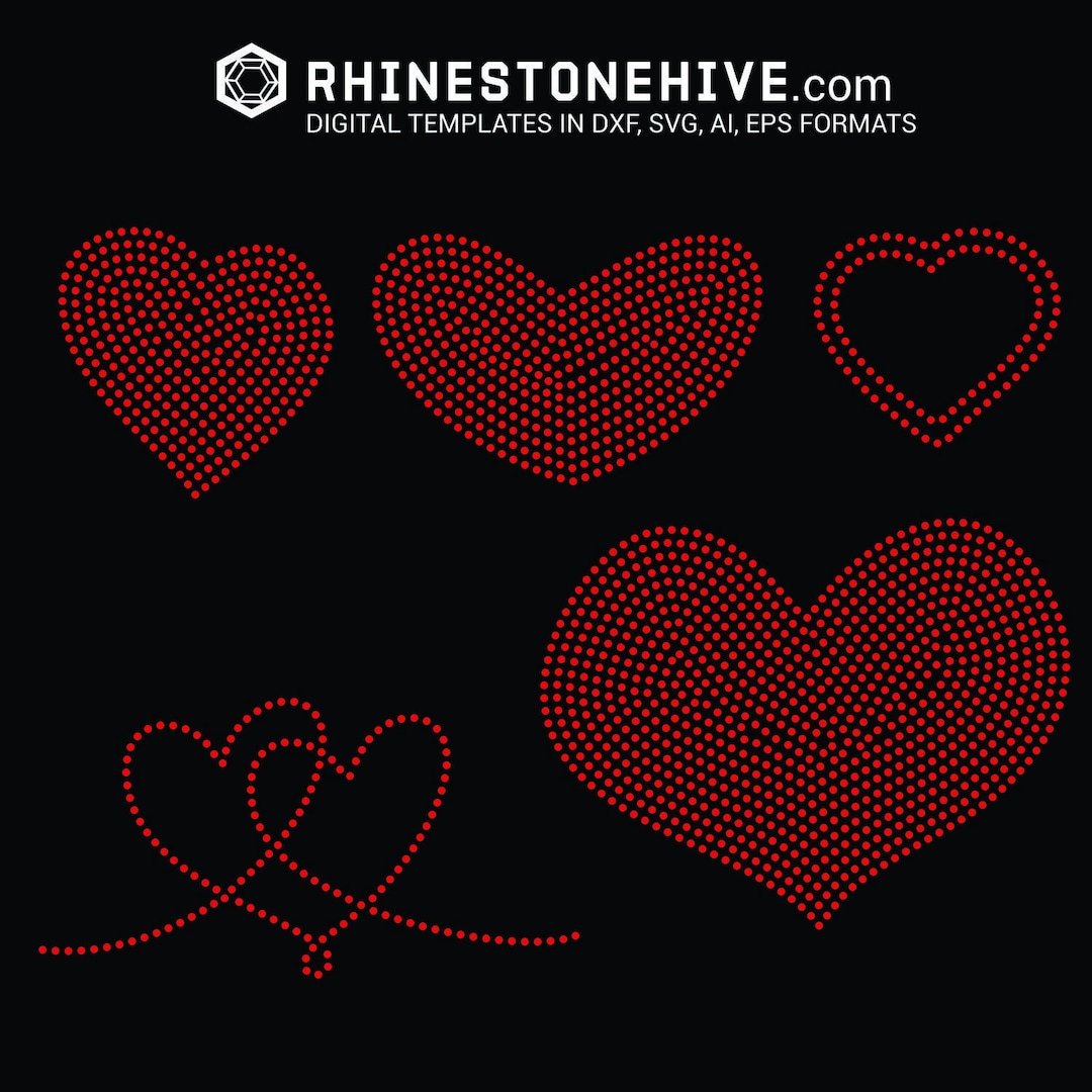 Hearts, Heart, Love Rhinestone Template Digital Download, Svg, Eps, Png ...