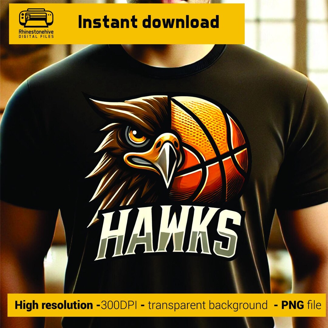 Hawks Mascot PNG – Bold Half Hawk, Half Basketball Logo for DTF, DTG ...