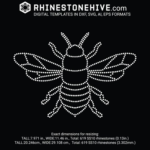 Large Bee Rhinestone Template Digital Download Svg Eps Png - Etsy