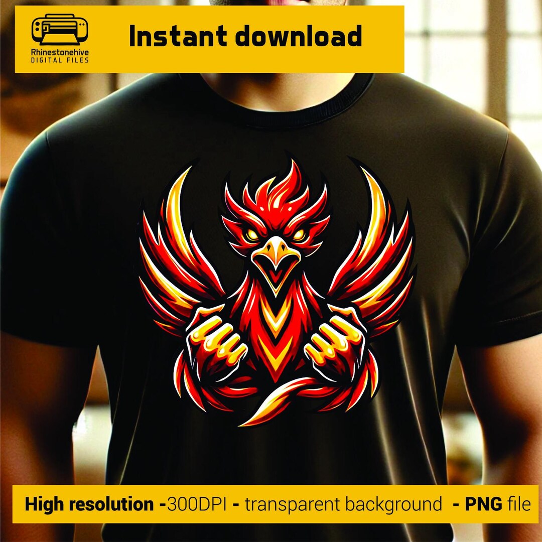 Phoenix Mascot PNG – Fiery Mythical Bird Illustration | DTF, DTG ...