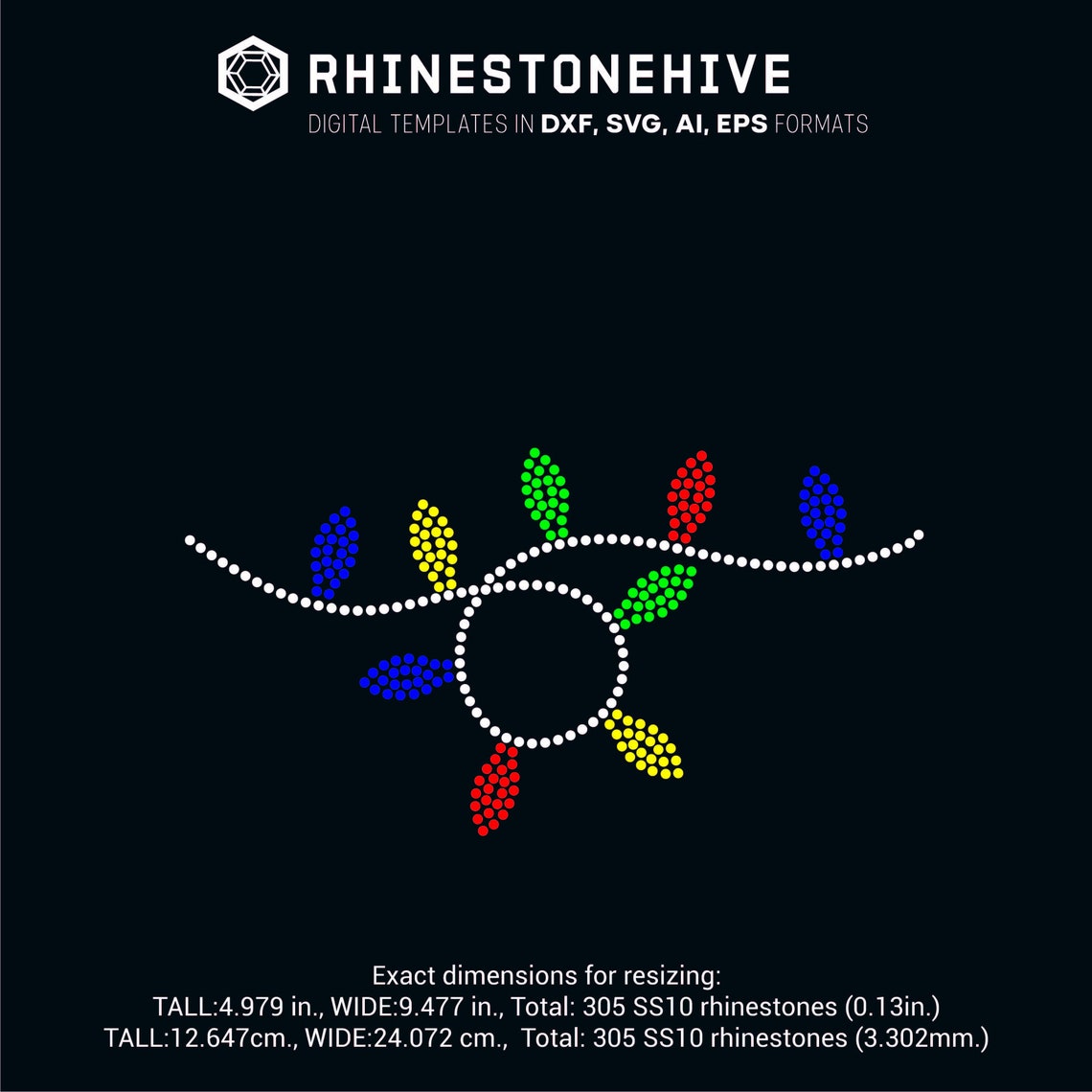 Christmas Lights Rhinestone Template Digital Download Svg | Etsy
