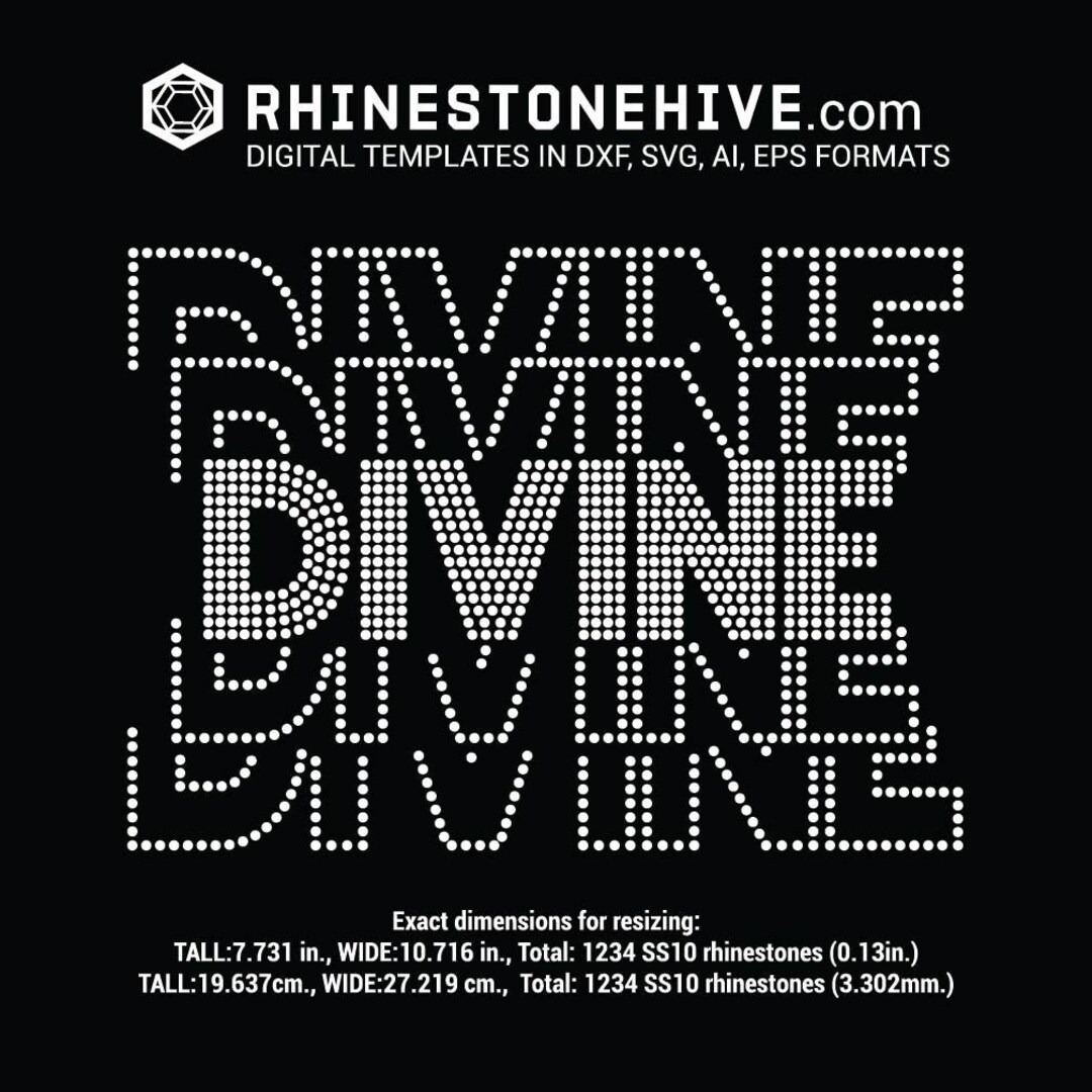 DIVINE Tiled Rhinestone Template Digital Download, Svg, Eps, Png, Dxf ...