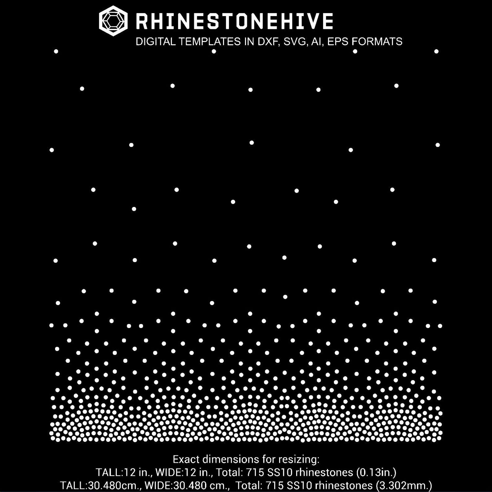 12in. Scattered Pattern 5 Rhinestone Template, Rhinestone Digital ...