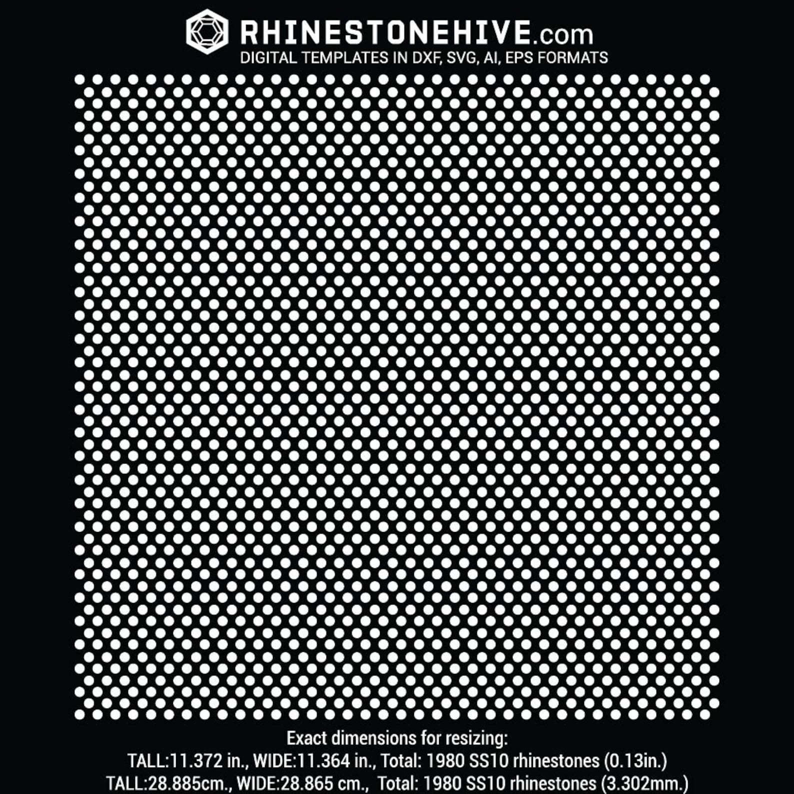 SS16 Pattern 5 Dense , Fits 11.5x11.5 IN Rhinestone Template ...