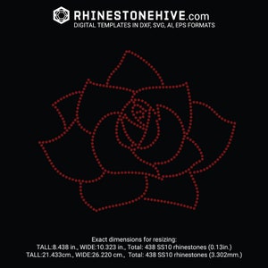 Rose Large Wide Rhinestone Template, Rhinestone Digital Download, Svg ...