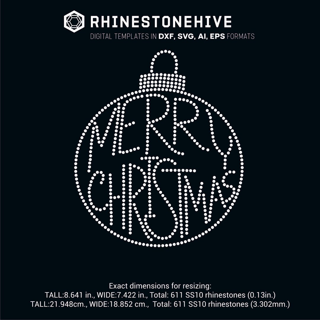 Merry Christmas Rhinestone Template Digital Download, Svg, Eps, Png ...
