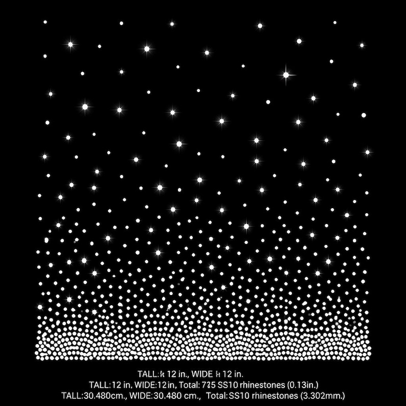 12in. Scattered Pattern 5 Rhinestone Template, Rhinestone Digital ...