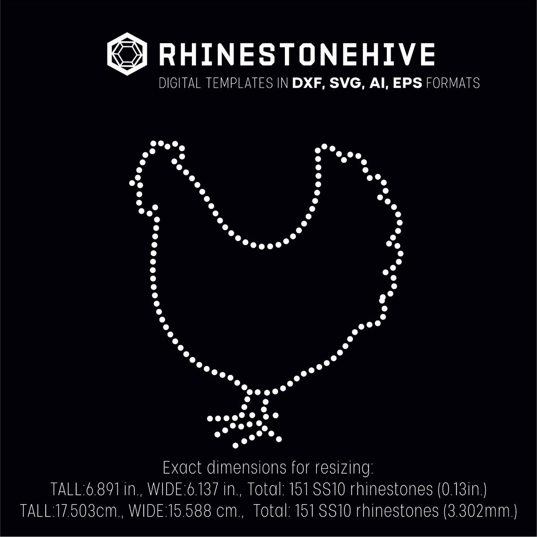 Hen Chicken Rhinestone Template, Rhinestone Digital Download, Svg, Eps ...