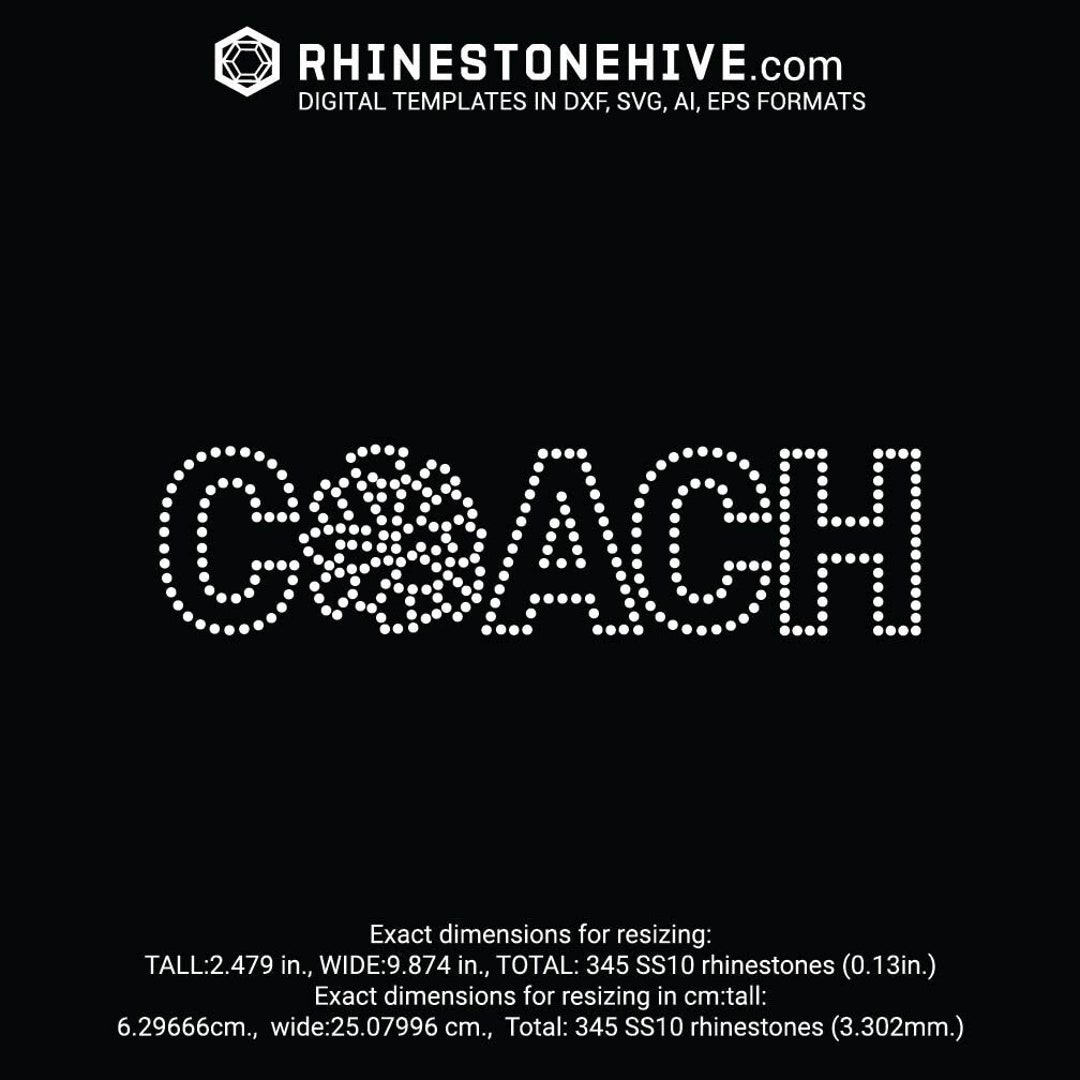 Coach Outline Rhinestone Template Digital Download, Svg, Eps, Png, Dxf ...