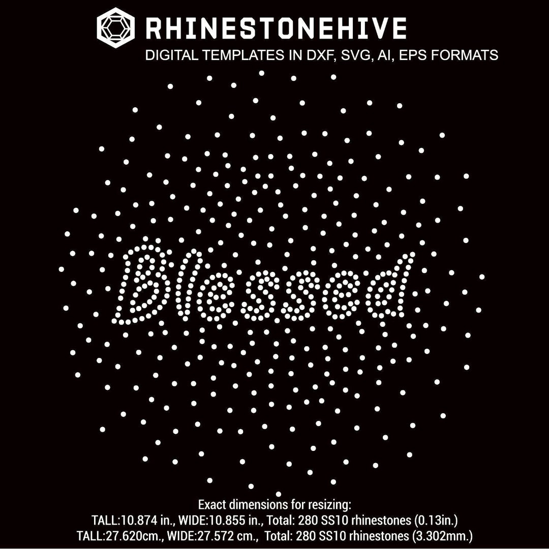 Blessed Scattered Round Rhinestone Template Digital Download, Svg, Eps ...