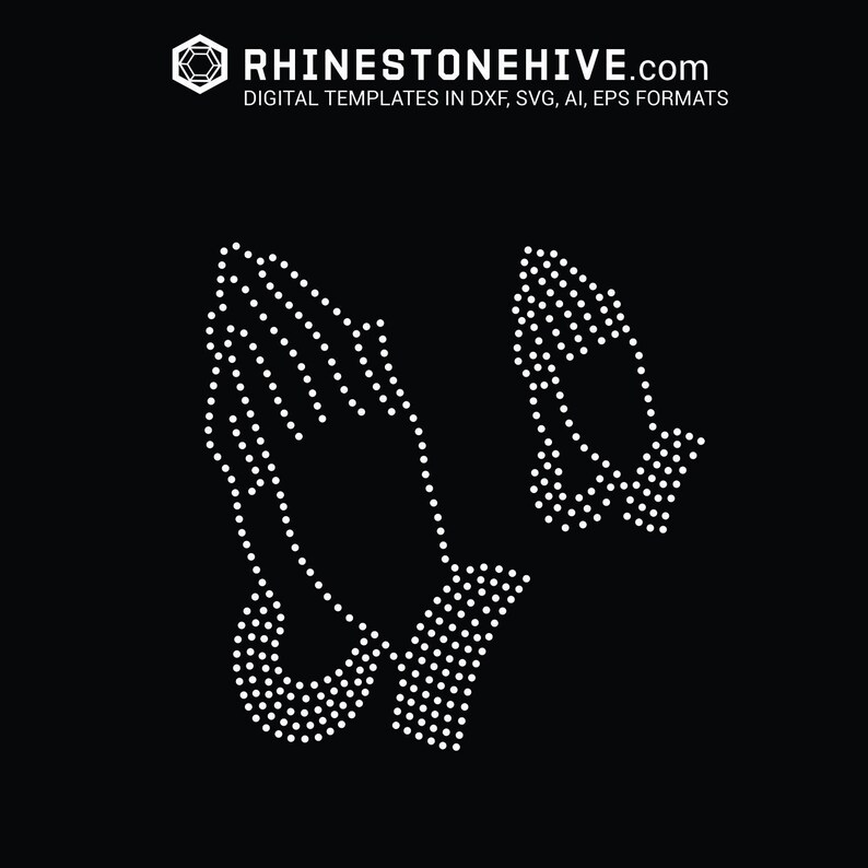 Pray Praying Hands Rhinestone Template Digital Download Svg Eps Png