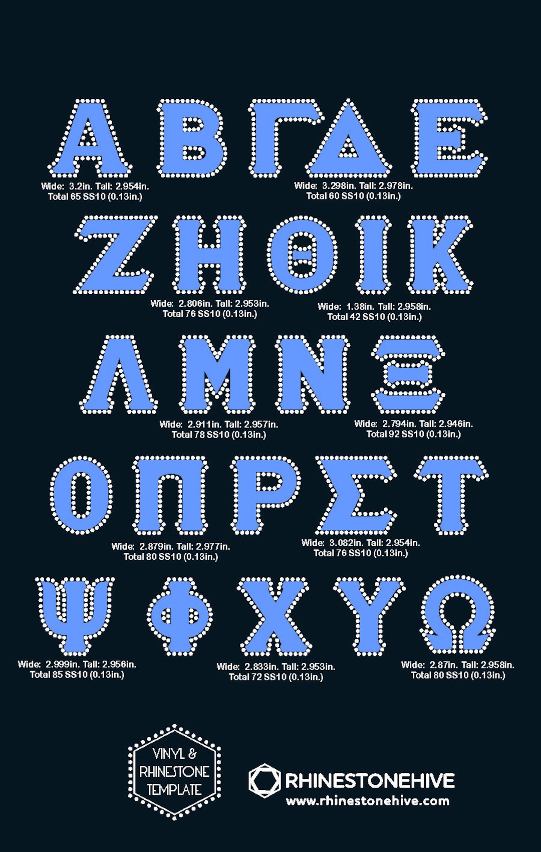 Greek Letters Vinyl and Rhinestone Templates Digital Download, Svg, Eps ...