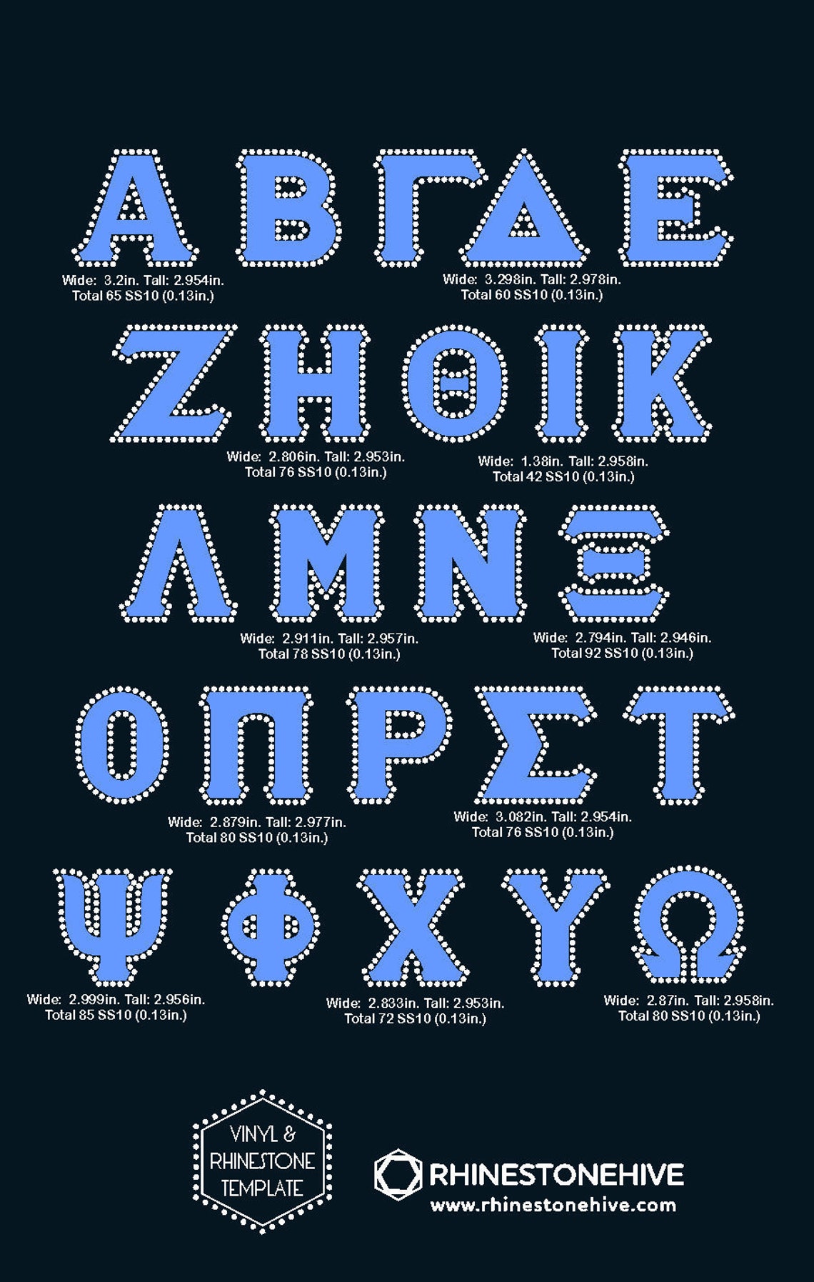 Greek Letters Vinyl and Rhinestone Templates Digital Download - Etsy