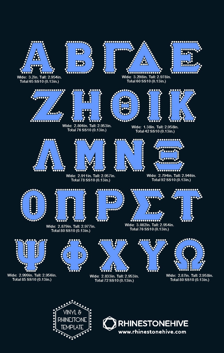 Greek Letters Vinyl and Rhinestone Templates Digital Download, Svg, Eps ...