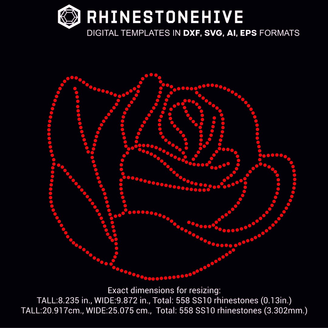 Large Rose Flower Rhinestone Template, Rhinestone Digital Download, Svg ...