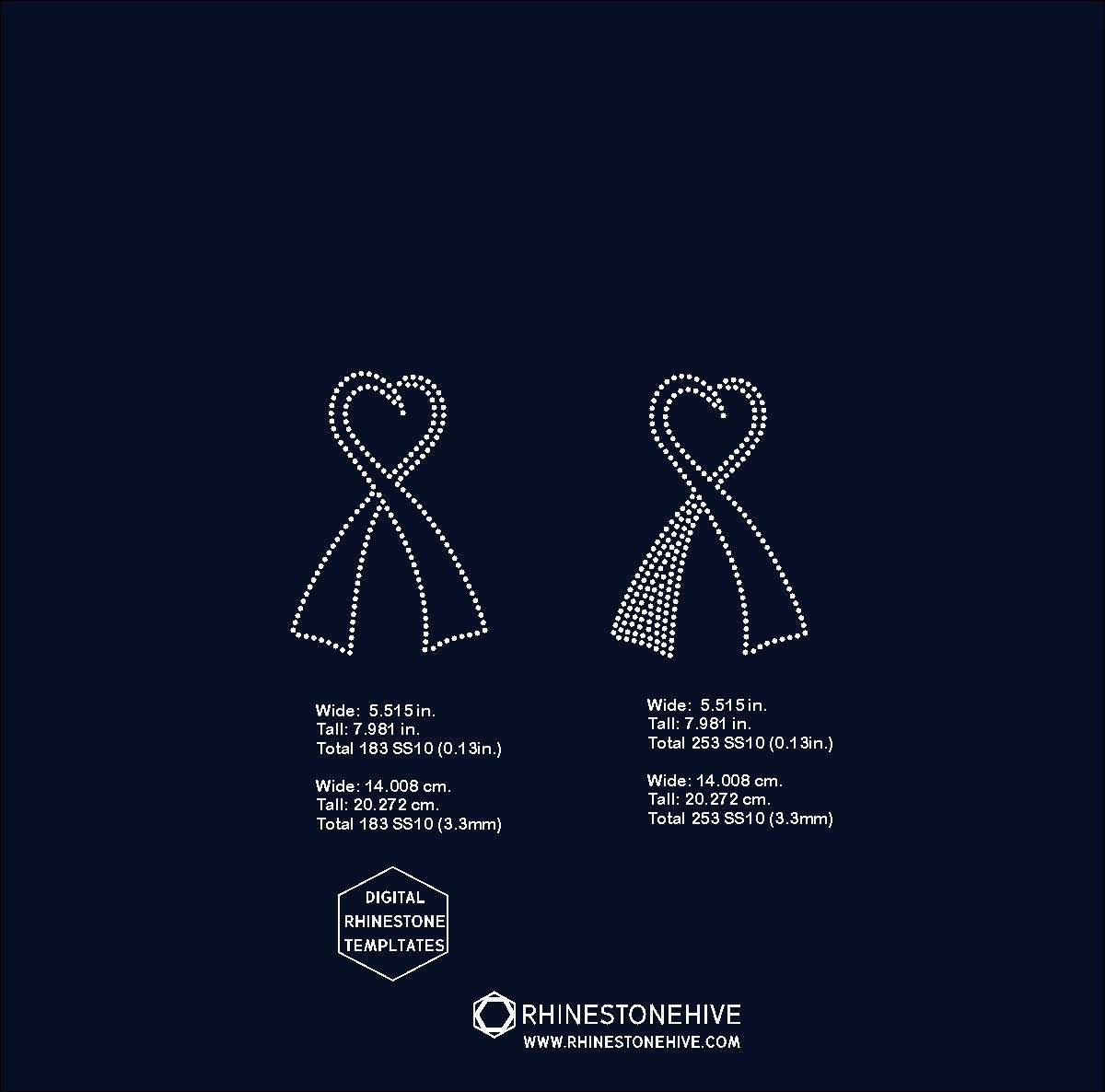 Heart Cancer Ribbon rhinestone template digital download svg | Etsy