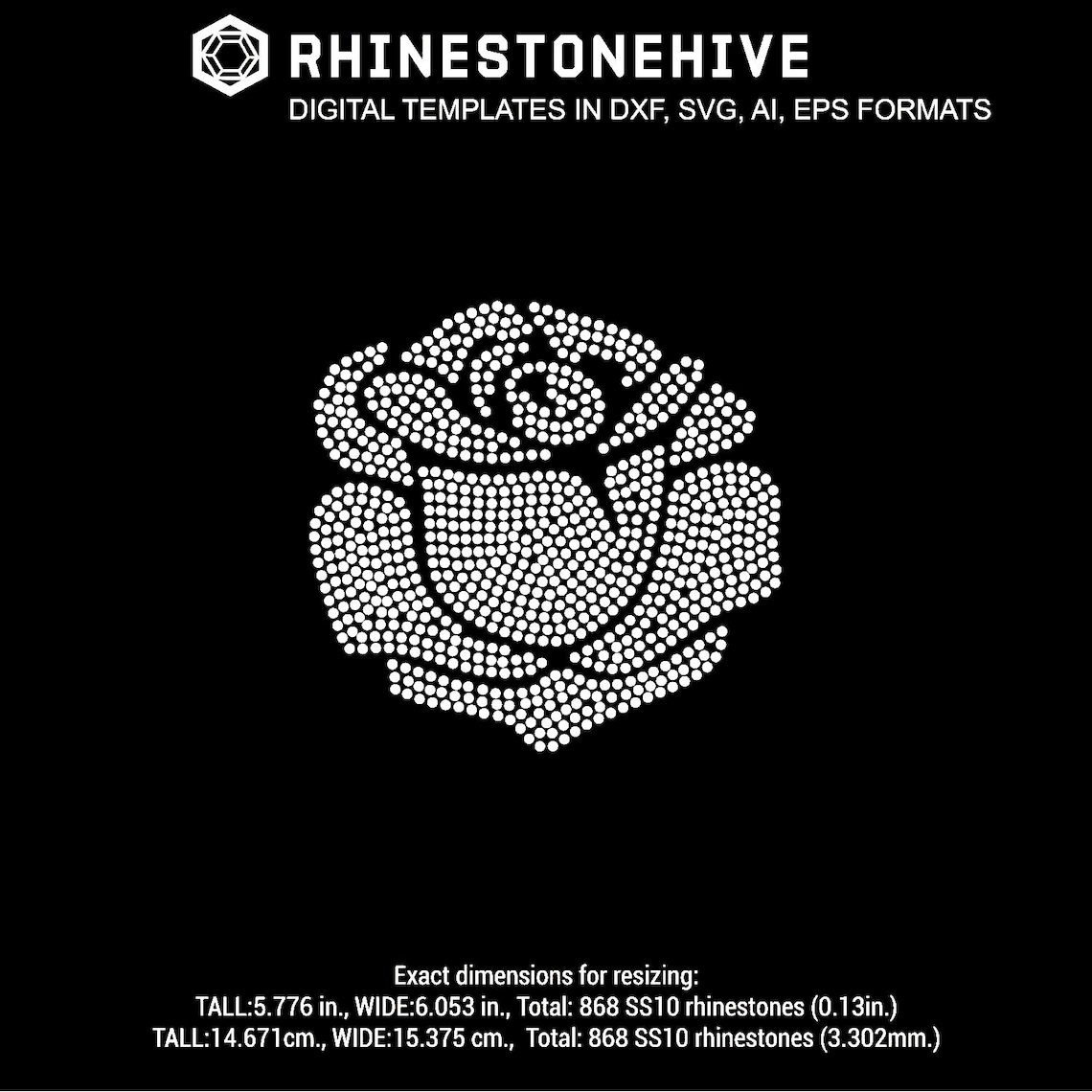 Rhinestone Rose SVG Template | SS10 Floral Design (digital Download) - Etsy