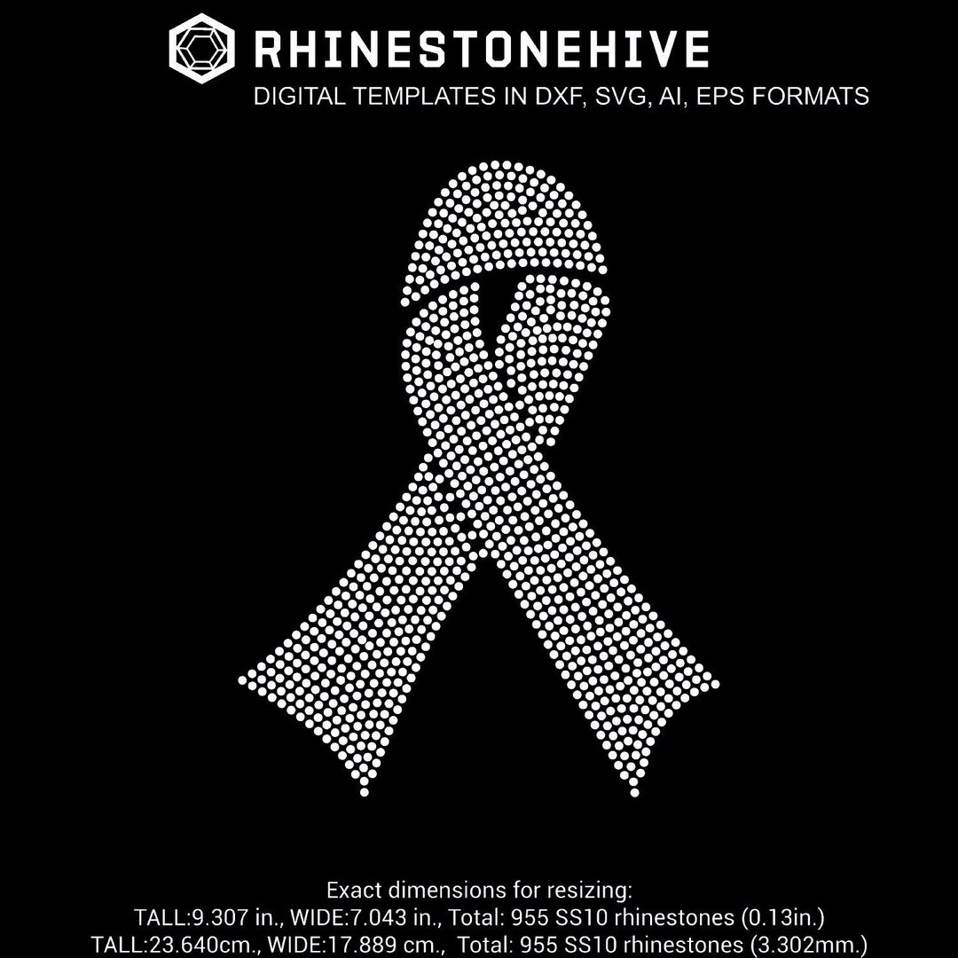 Cancer Awarenes Ribbon Filled Rhinestone Template Digital Download, Svg ...