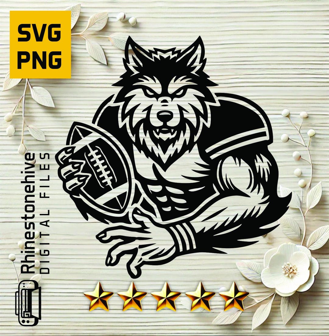 Wolf Football Mascot | Digital SVG PNG Download | American Football ...