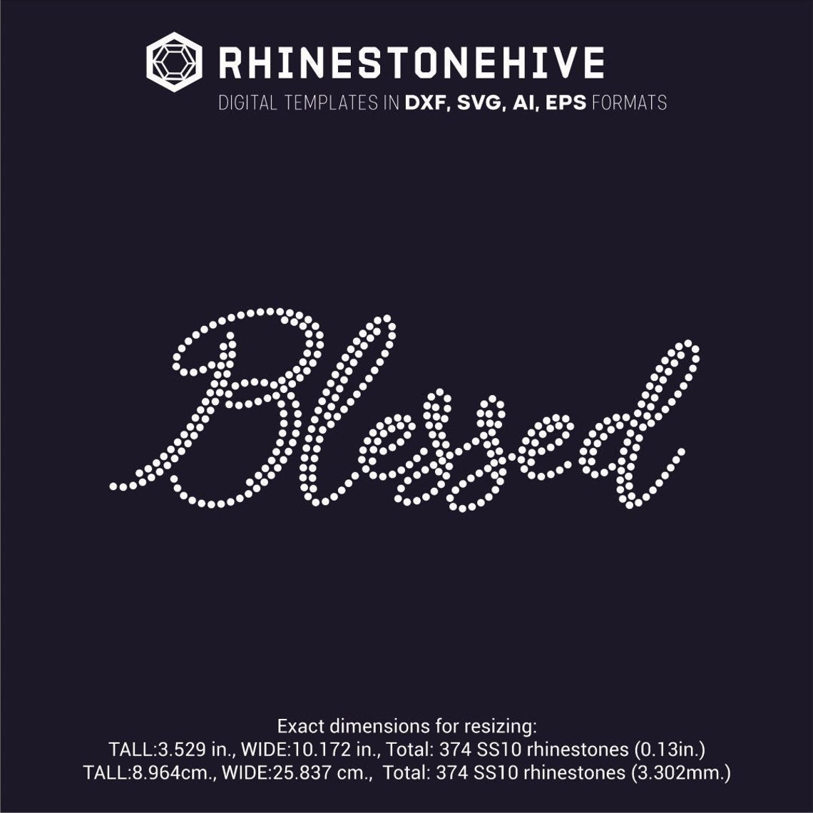 Blessed Rhinestone Template Digital Download Svg Eps Png - Etsy