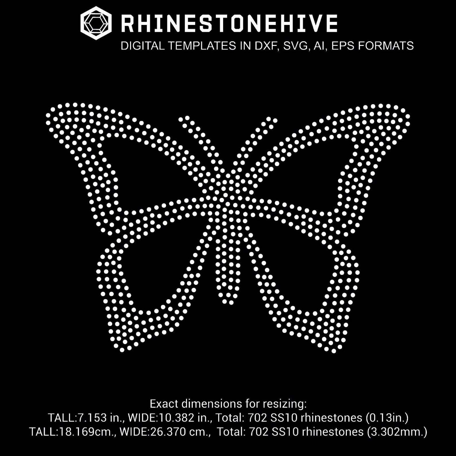 Butterfly Rhinestone Template Digital Download, Svg, Eps, Png, Dxf - Etsy