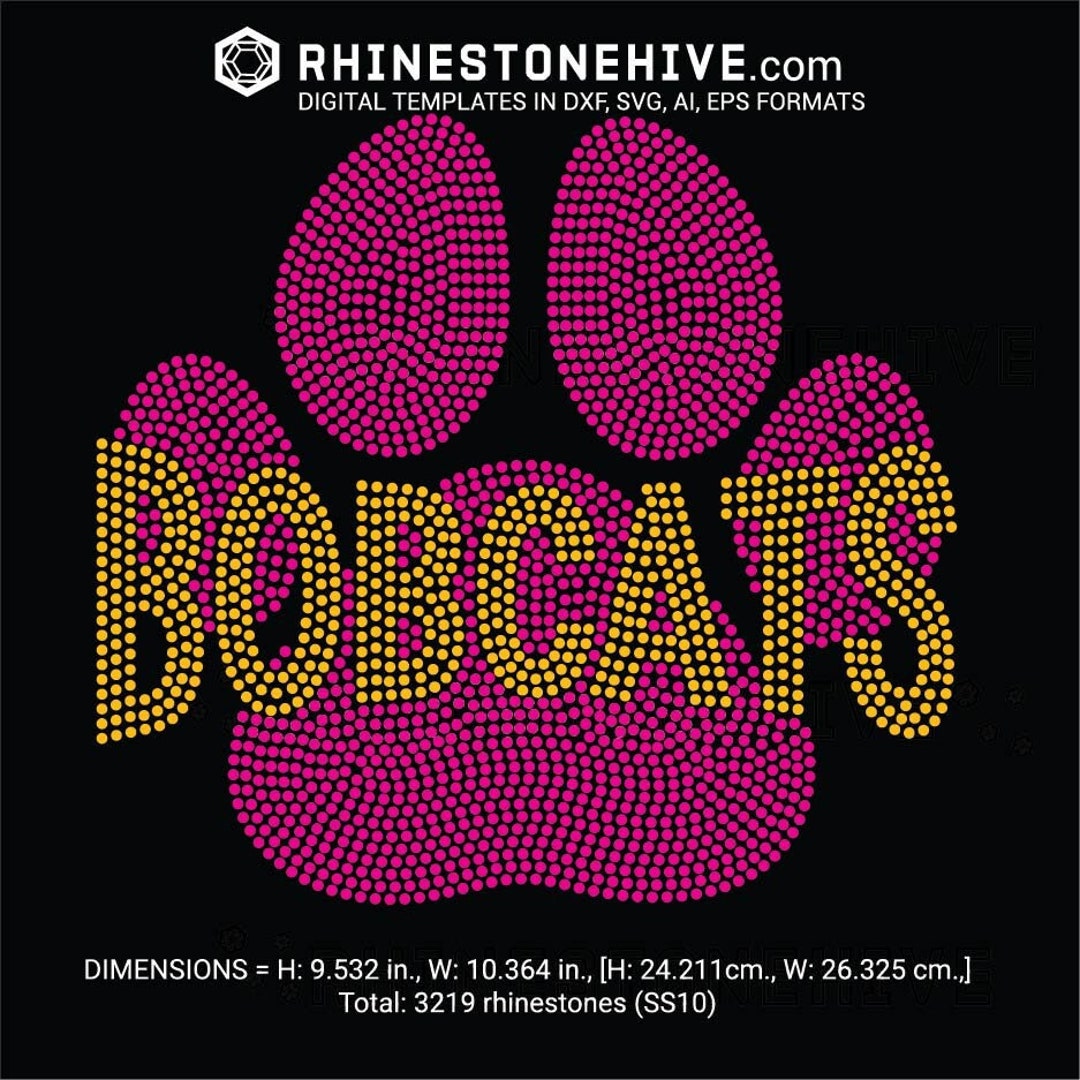 Bobcats Paw Print Rhinestone Template: Mascot Bling SVG (SS10) - Etsy