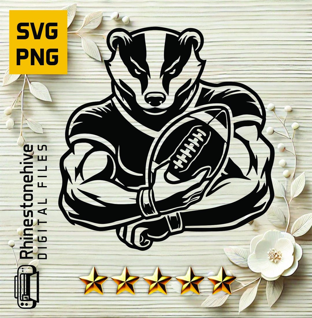 Badger Football SVG Sports Animal Mascot | Cricut, Silhouette, Laser ...