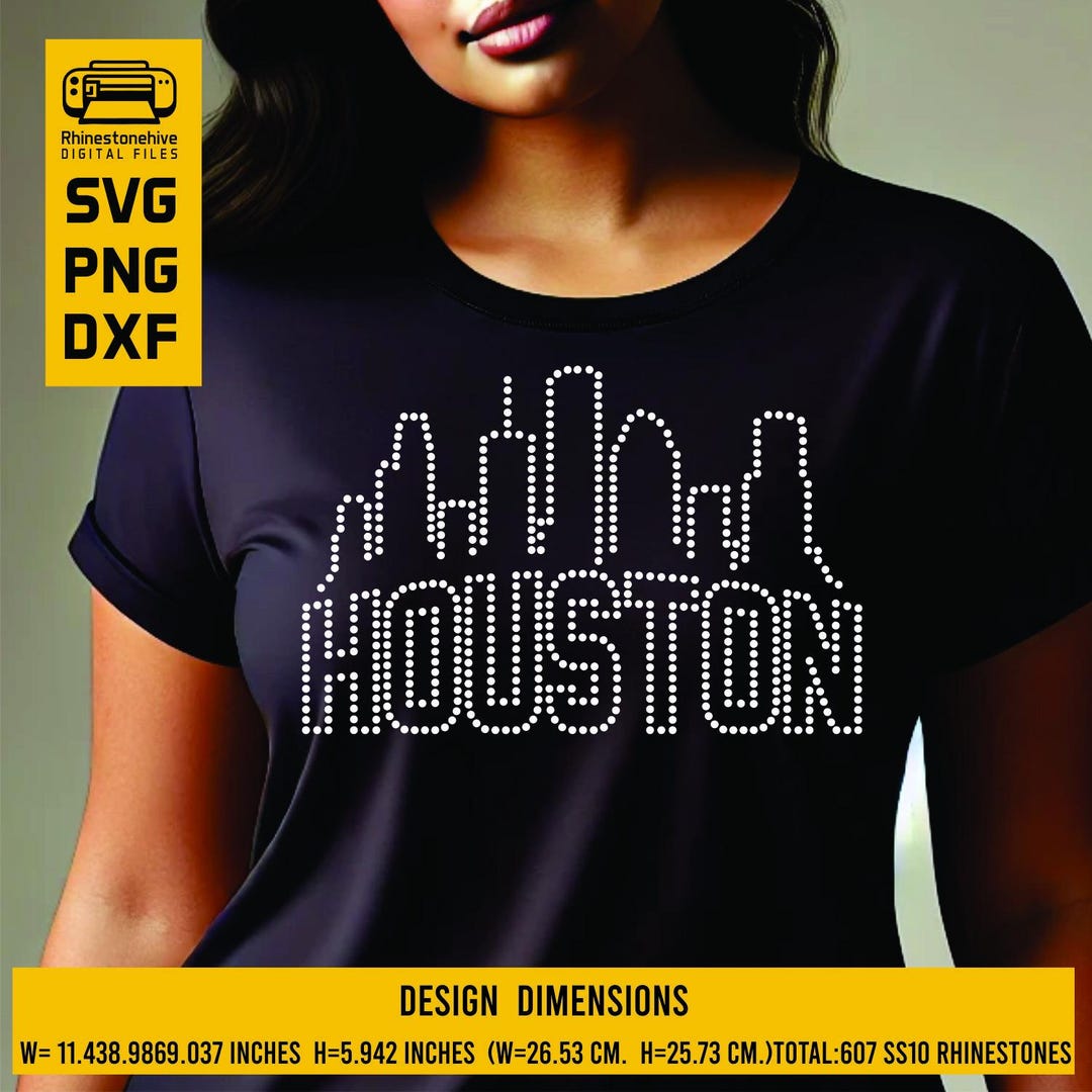 Houston Skyline Rhinestone Template SVG | SS10 City Pride Bling Design ...