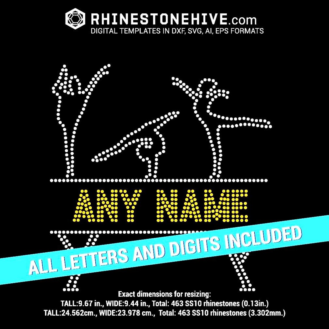 Gymnastics Rhinestone Template: Customizable Name & Numbers (SVG, DXF ...
