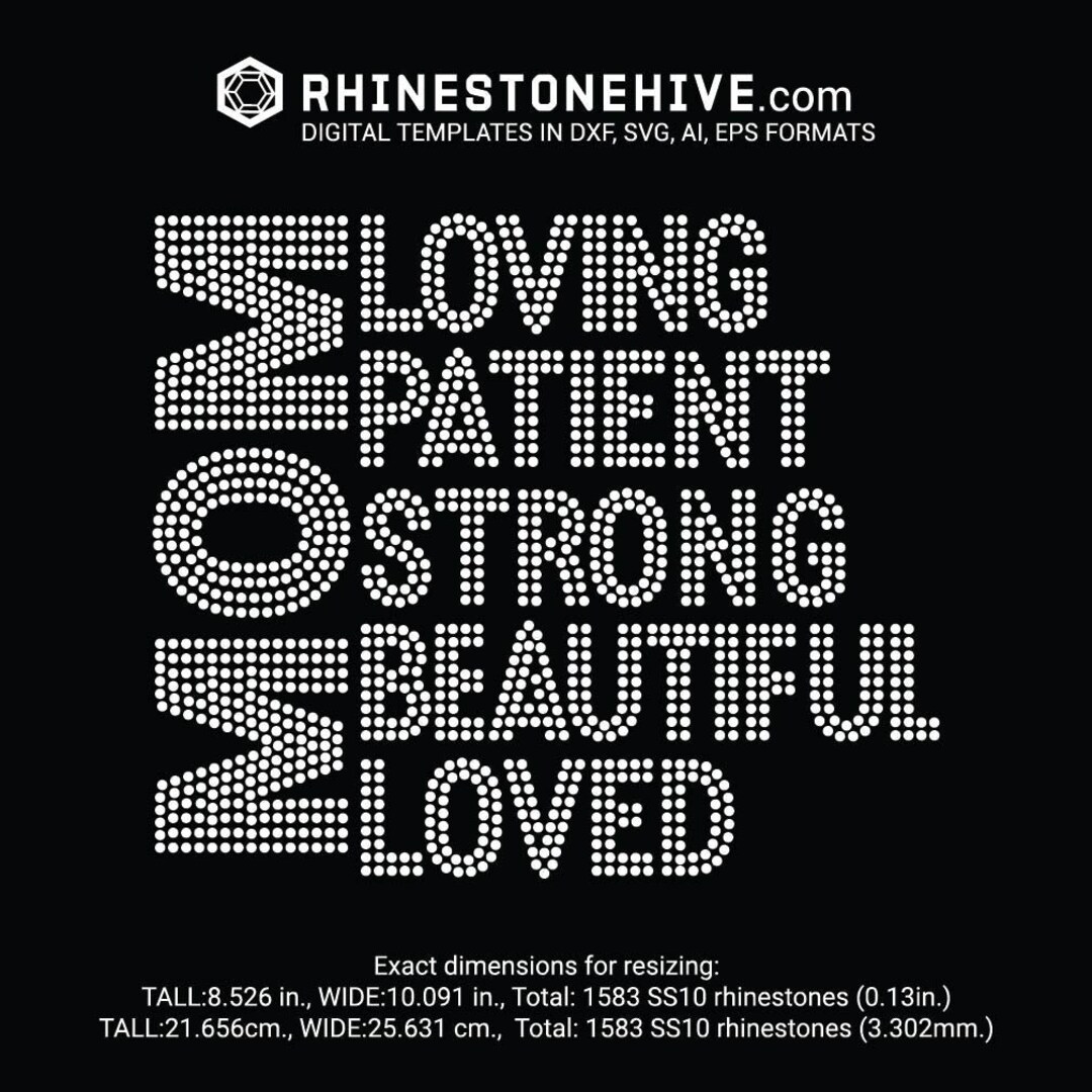MOM Loving Patient Strong Rhinestone Template, Rhinestone Digital ...