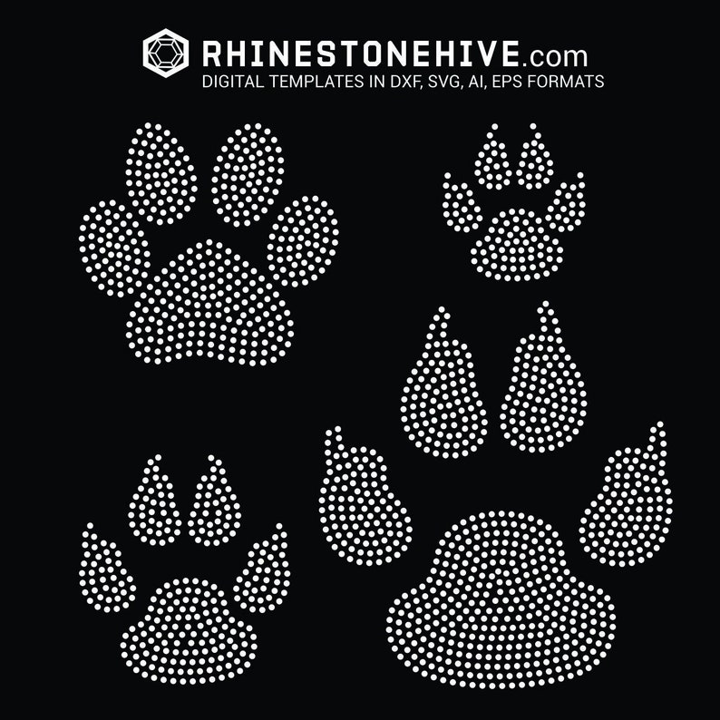 Paw Dog Paw Rhinestone Template Digital Download Svg Eps - Etsy