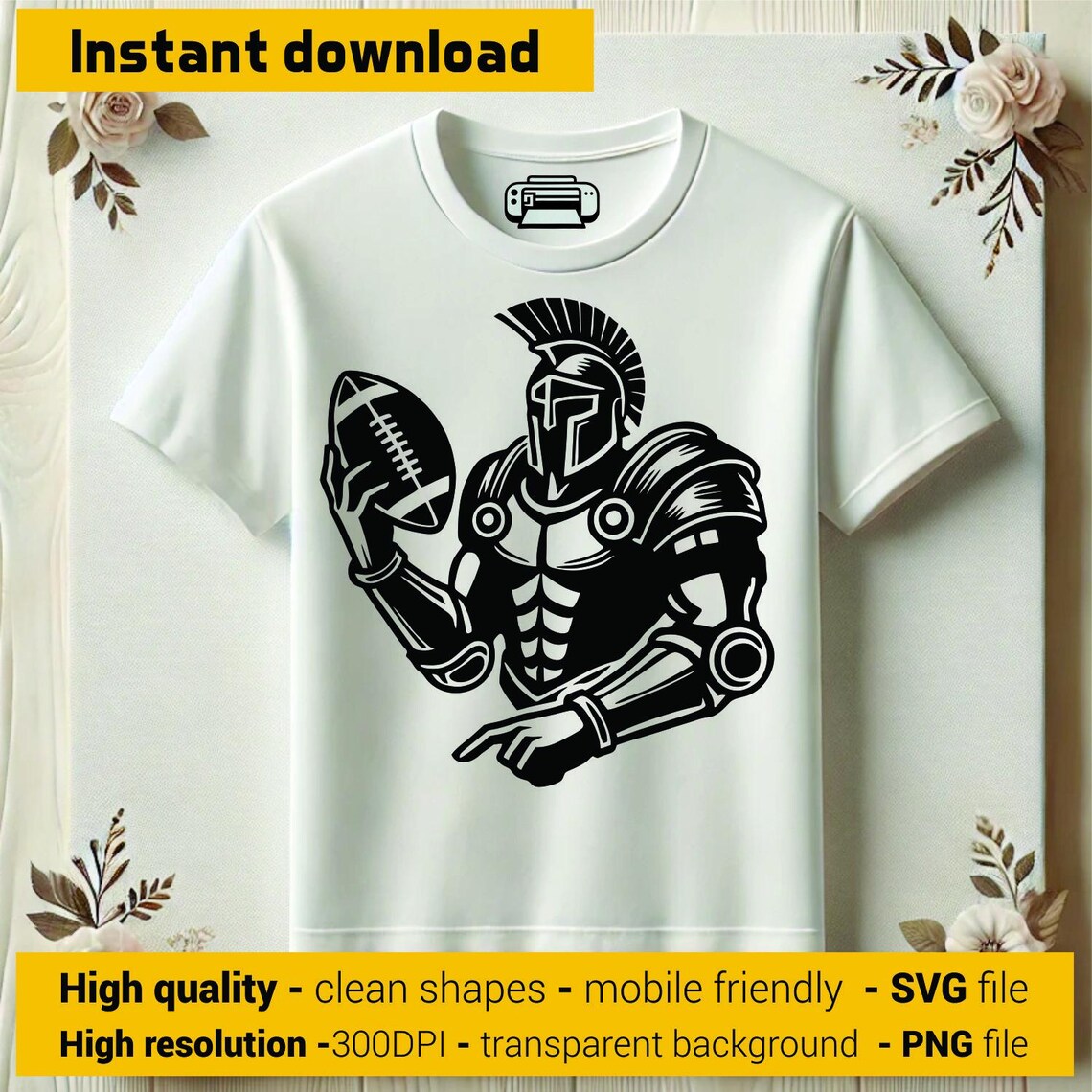 Gladiator Football Player SVG | Warrior Mascot Cut File - Etsy