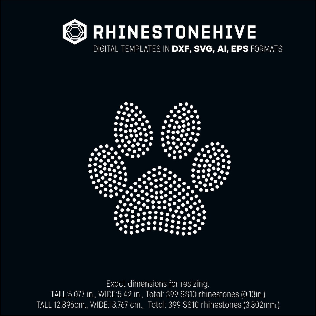Dog Paw Rhinestone Template Digital Download, Svg, Eps, Ai, Png, Dxf - Etsy