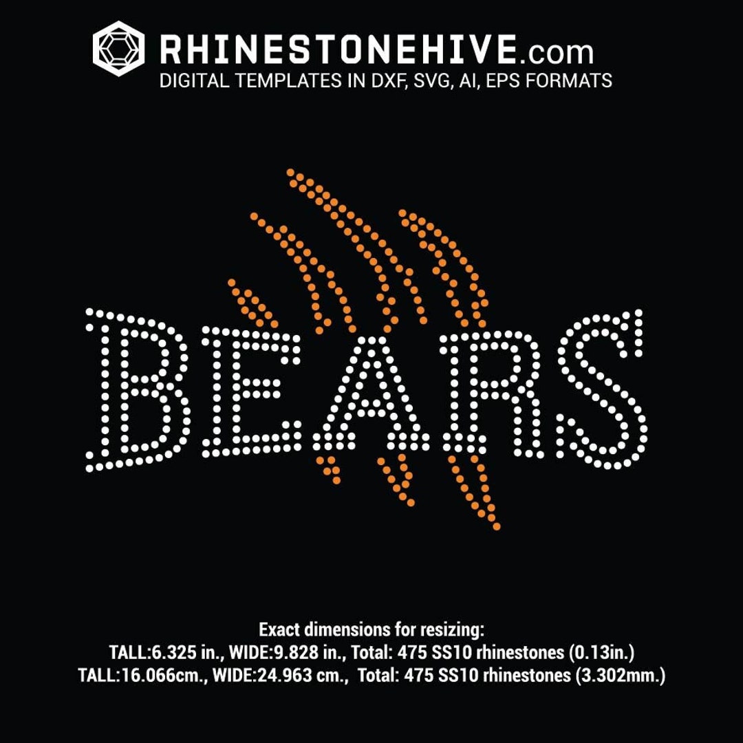 BEARS With Scratches, Claws Rhinestone Templates, Cheerleader, Fan ...