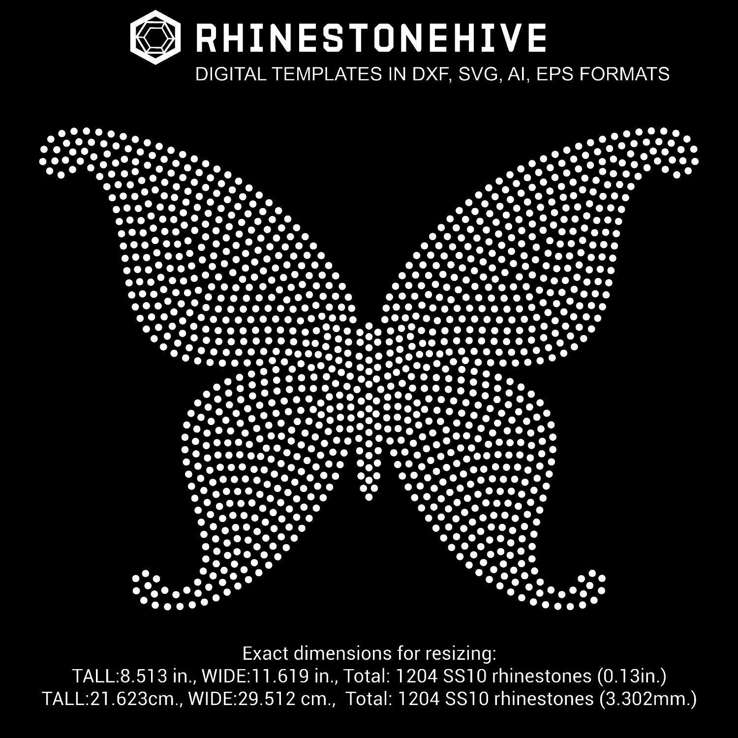 Butterfly Rhinestone Template Digital Download, Svg, Eps, Png, Dxf - Etsy