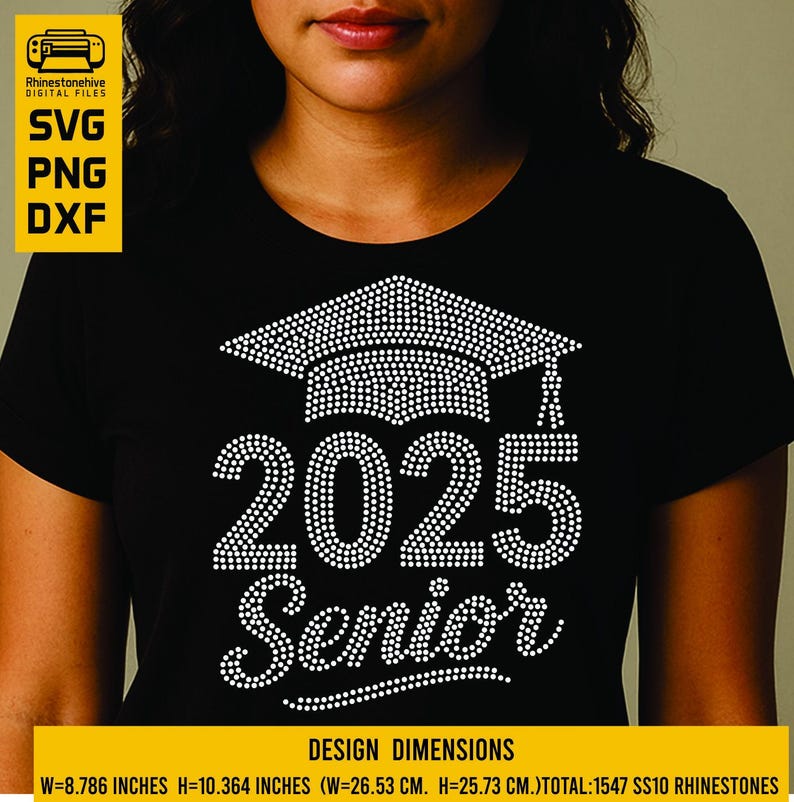 2025 Senior Graduation Rhinestone Template SVG | Cap & Script Design ...