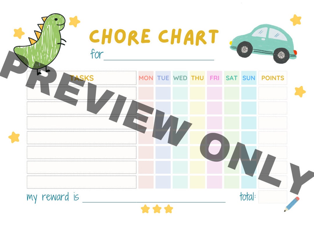 Printable Kids Chore Chart - Fun and Interactive Daily Tasks - Digital ...