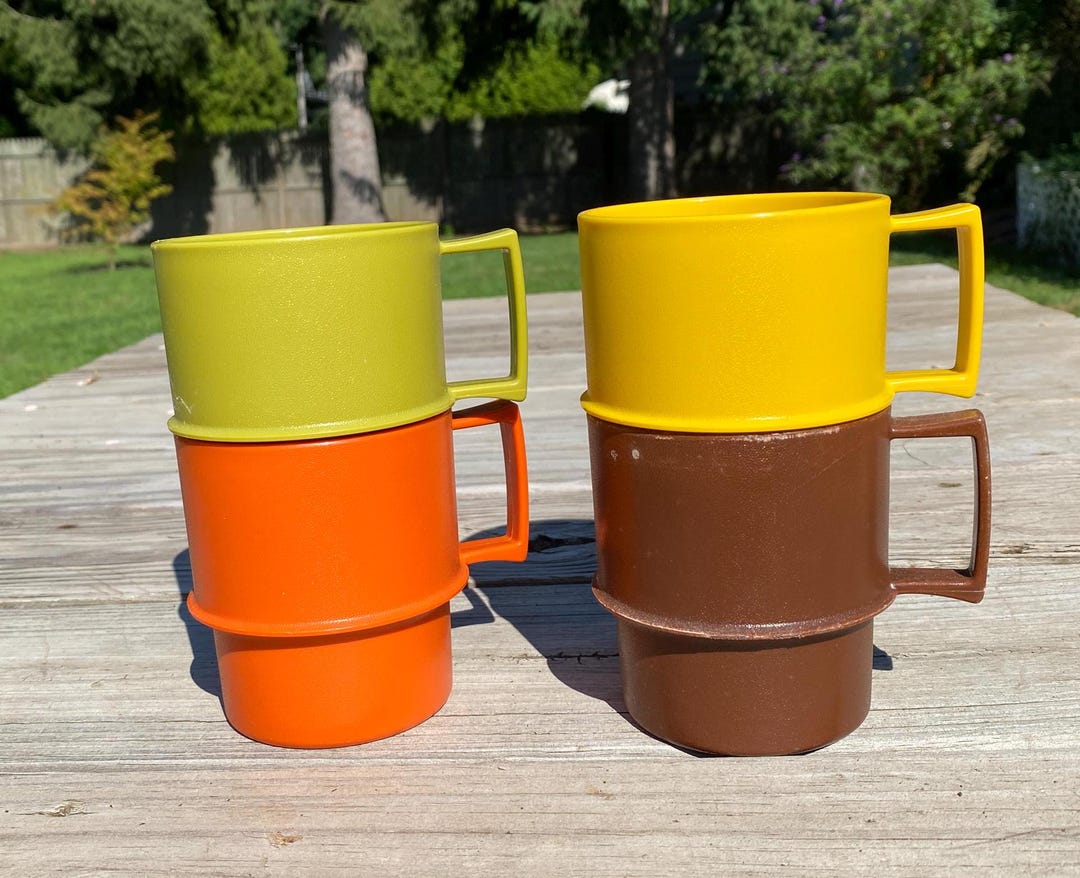 Tupperware Stackable Coffee Mugs, Set of 4, Harvest Autumn Colors - Etsy
