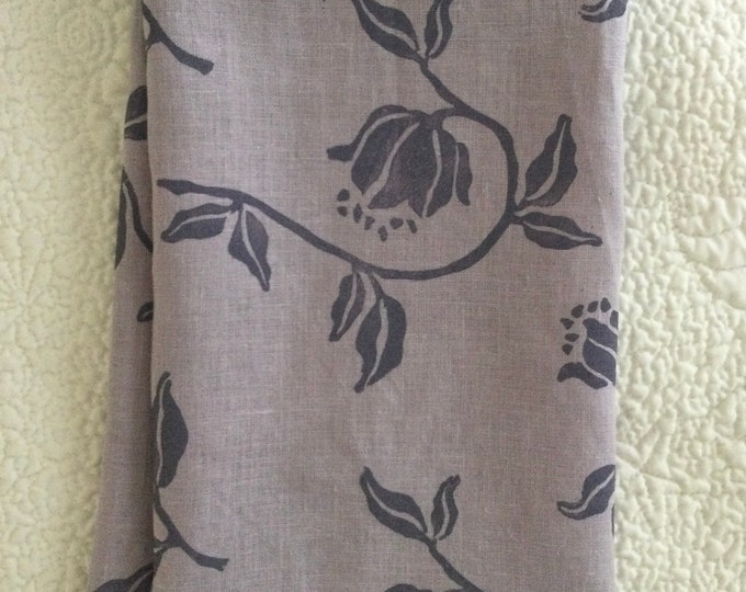 Lavender Purple Linen Dish Cloth. Floral Block Print Tea Towel ...