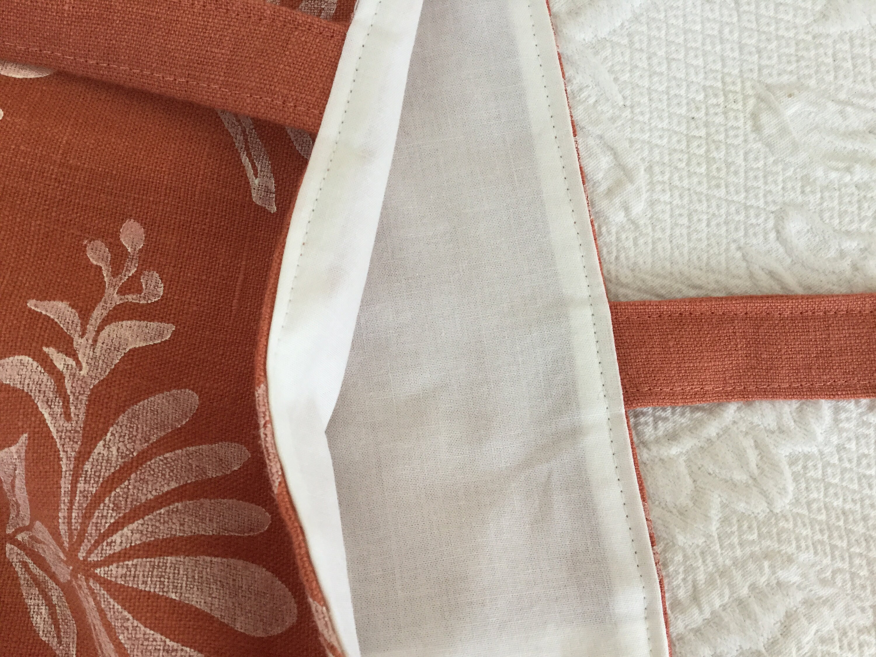 Terracotta Linen Bag, Block Printed Fabric, Handprinted Cloth Tote ...