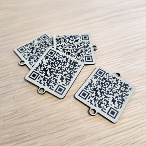 Laser Engraved QR Code Tags: 30mm Square Discs With Holes - Etsy