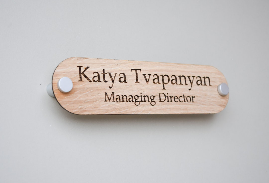 Executive Wooden Wall Plate, Custom Engraved Sign, Solid Wood Wall Name ...