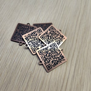 Laser Engraved QR Code Tags: 30mm Square Discs With Holes - Etsy UK